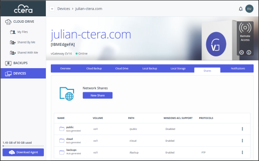 Managing the Devices Connected to the CTERA Portal